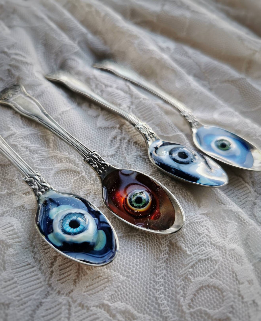 Vintage Spoon Resin, Handpainted Decorative Object, Evil Eye, Mixed ...