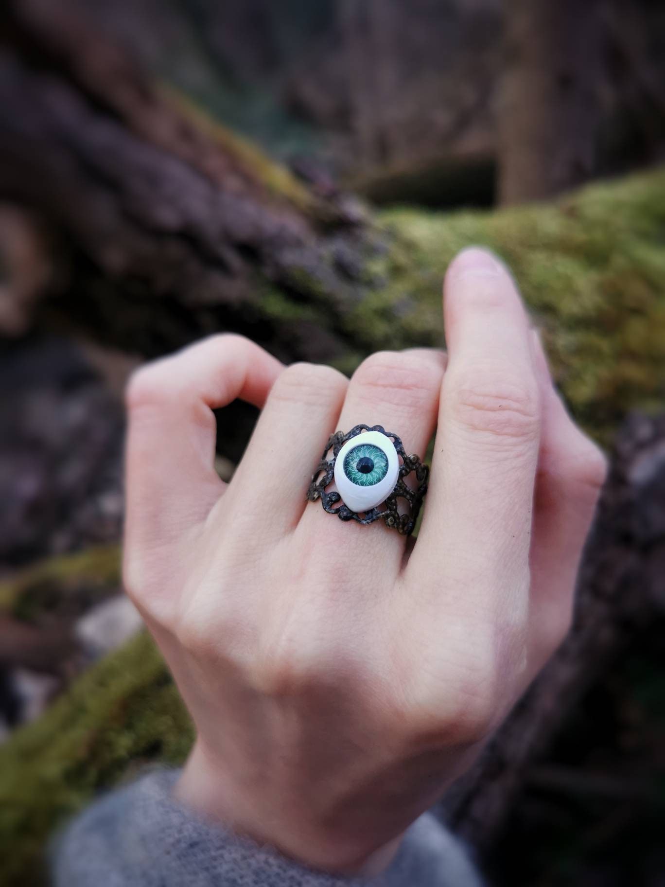 Vintage Green Eye Ring Protective Talisman Modern Evil Eye | Etsy