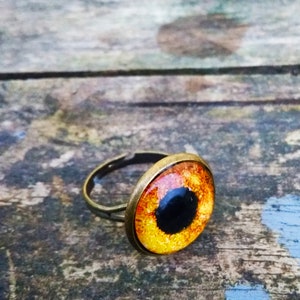 Yellow Glass Eye Ring, Animal Eye, Protective Talisman, Evil Eye, Boho ...
