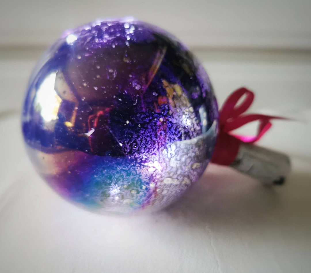 Abstract Painting Light up Bauble, Large 12cm Glass, Christmas Lantern ...