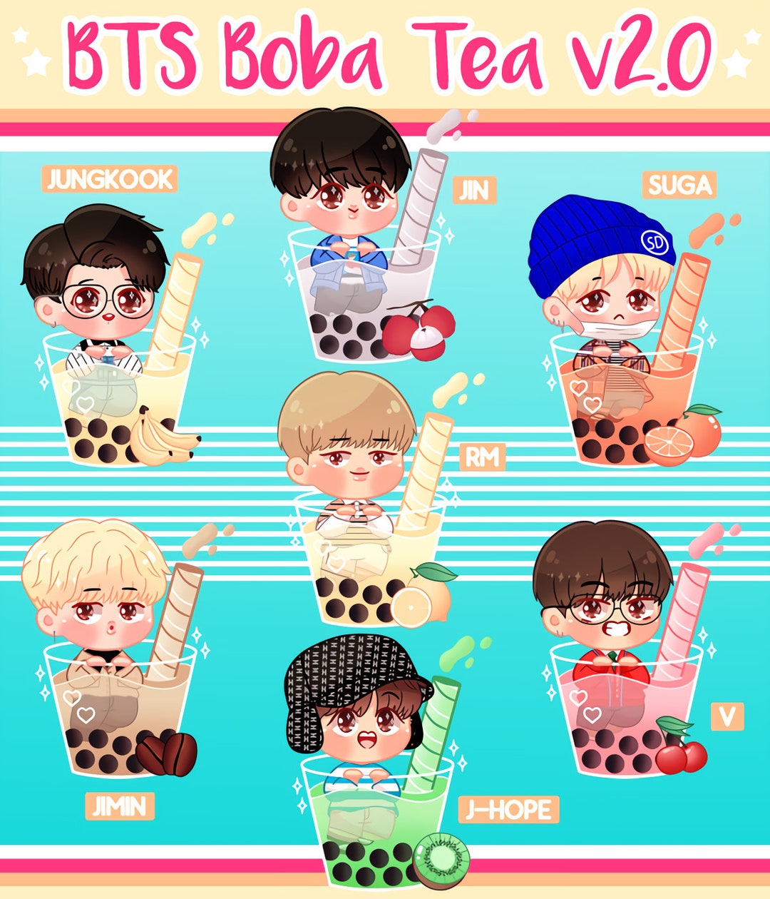 BTS Boba Tea V2.0 Clear Acrylic Charms - Etsy