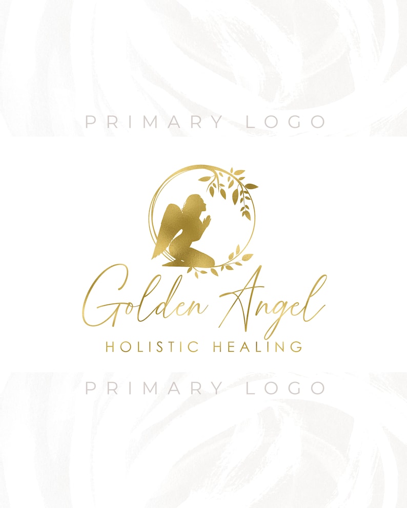 Gold Angel Under a Tree Logo Angel Logo Tree Logo Circle | Etsy