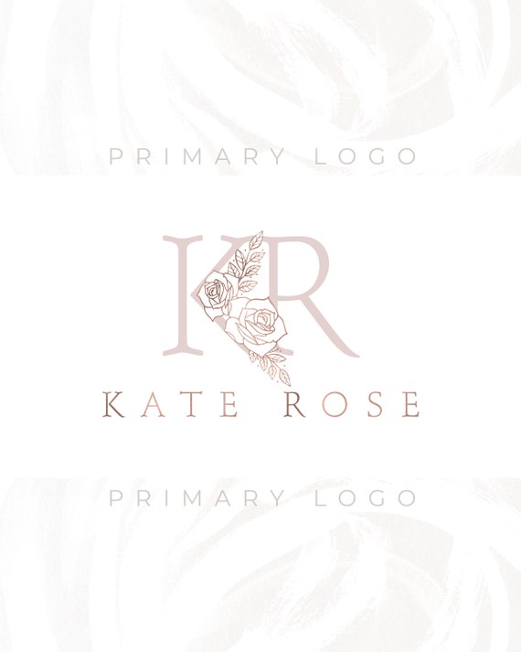 Roses and Initials Logo Rose Gold Logo Roses Logo Premade | Etsy