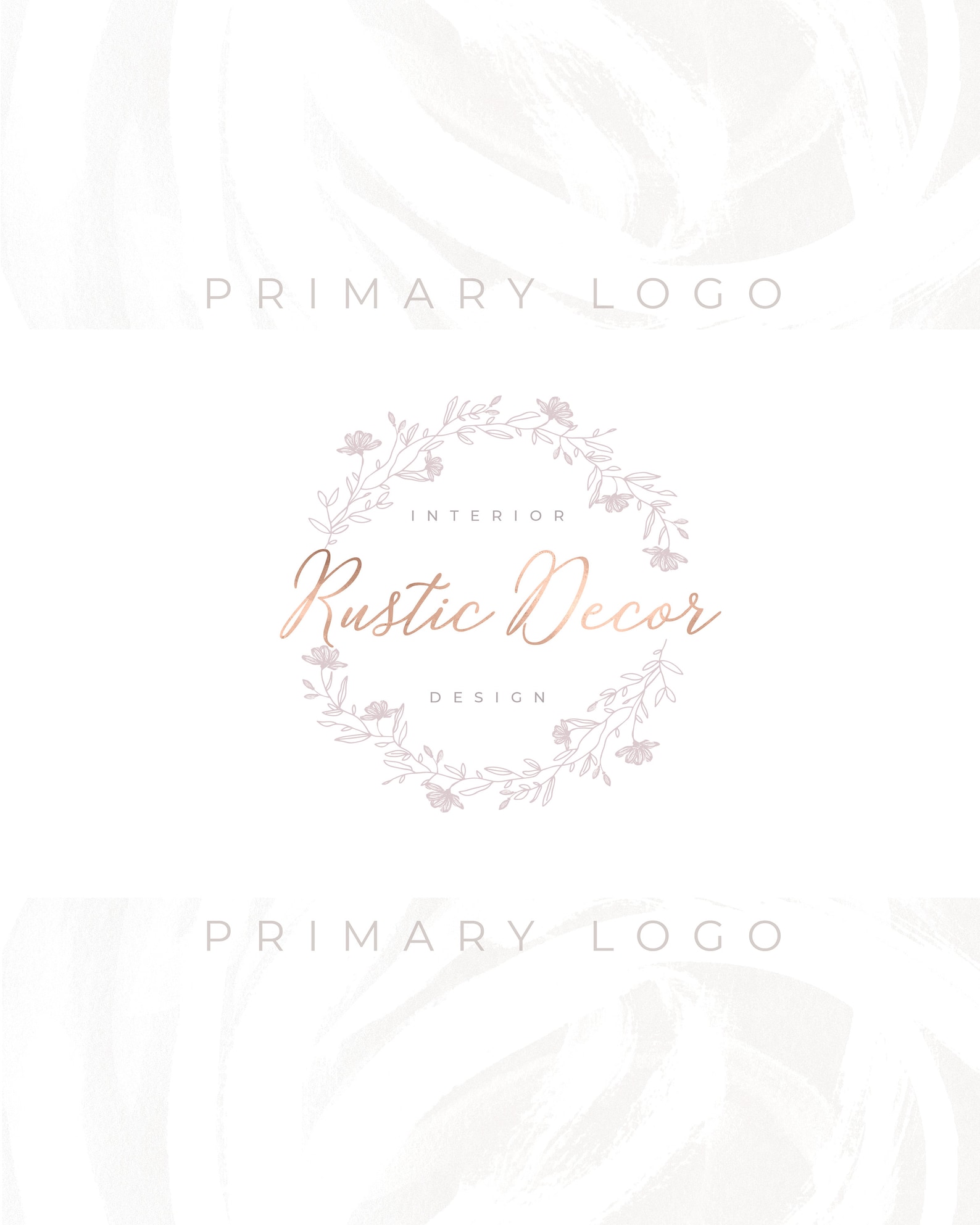 Rustic Wreath Logo, Floral Wreath Logo, Flower Logo, Premade Logo ...