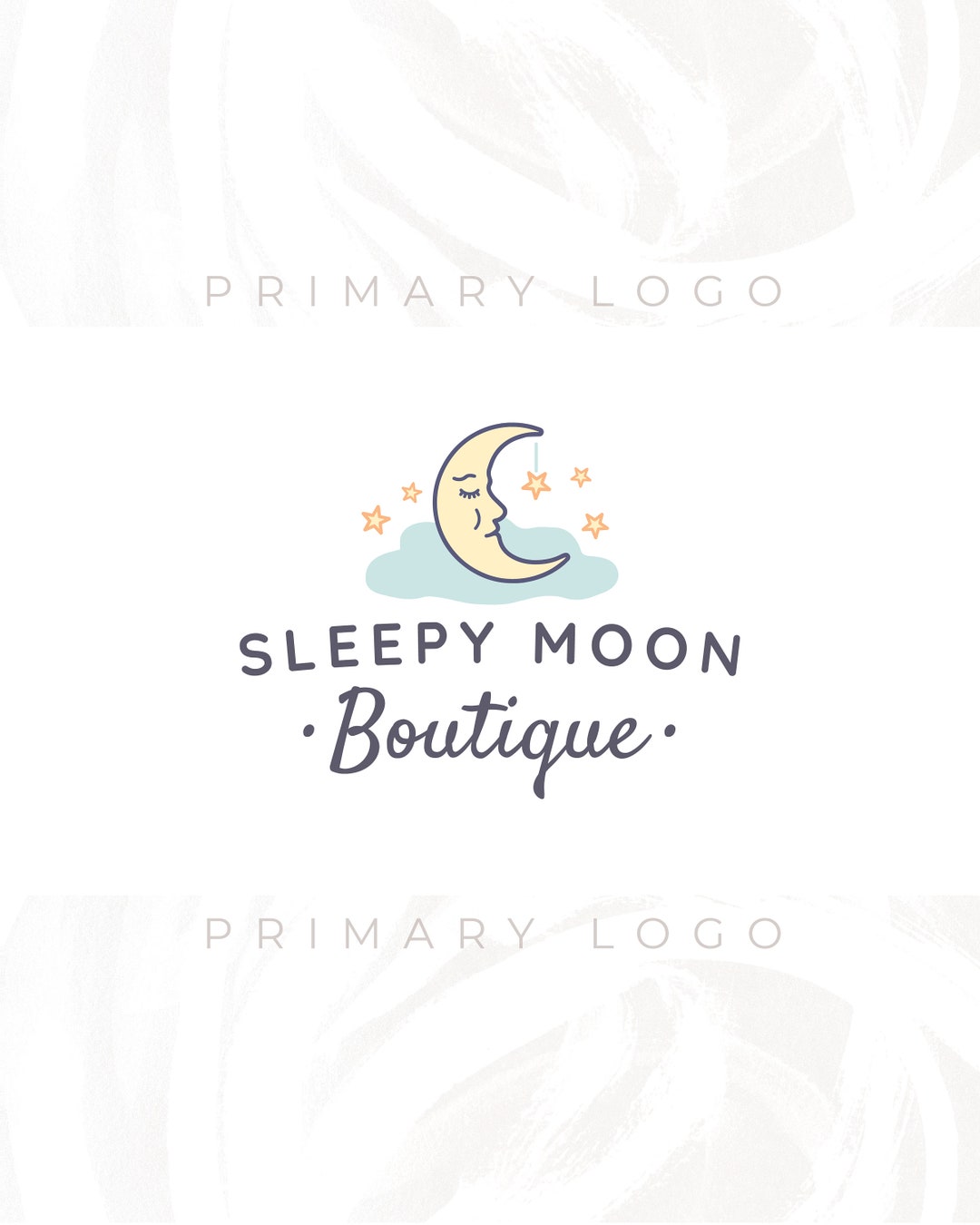 Sleepy Moon Logo, Moon and Cloud Logo, Stars Logo, Premade Logo, Custom ...
