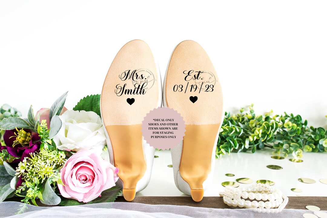 Custom Wedding Shoe Decal: Personalized Bride & Groom Gift - Etsy