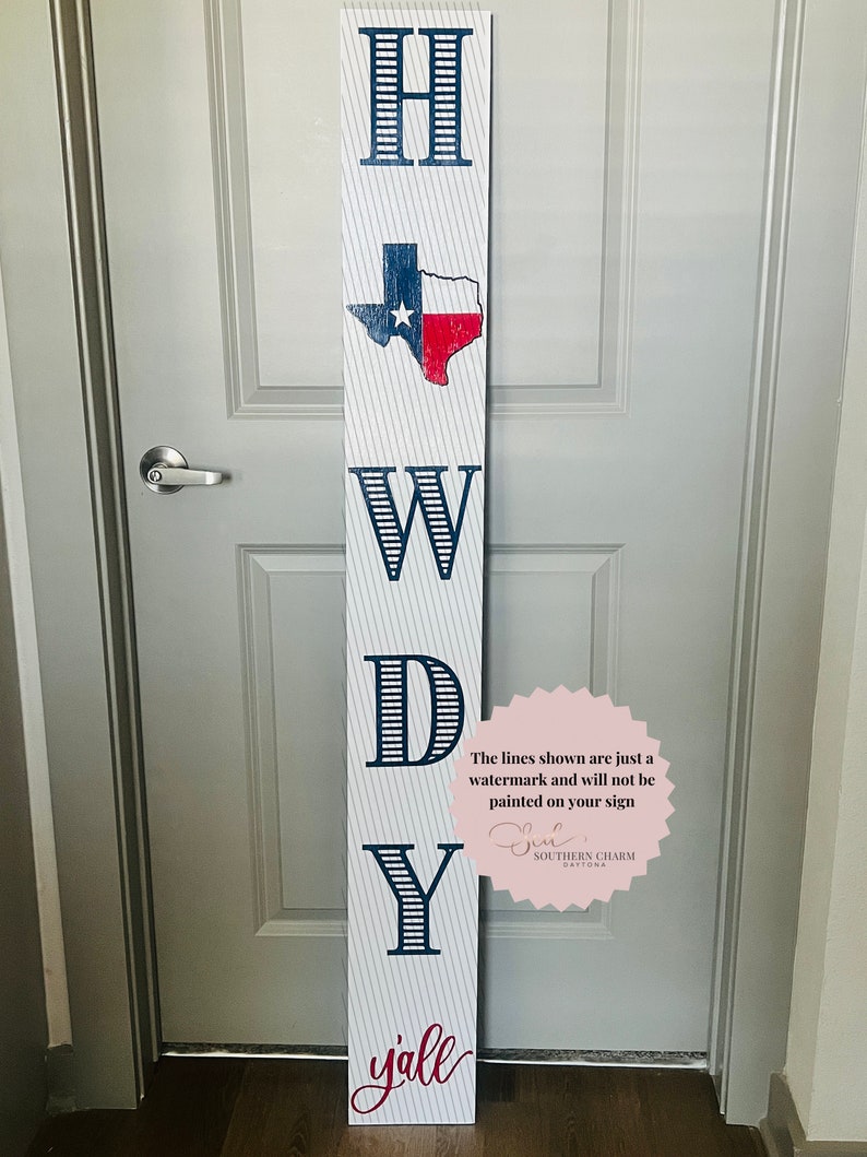 Howdy Y'all | Texas Welcome Sign | Wood Porch Vertical Sign | Southern ...
