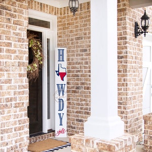 Howdy Y'all | Texas Welcome Sign | Wood Porch Vertical Sign | Southern ...