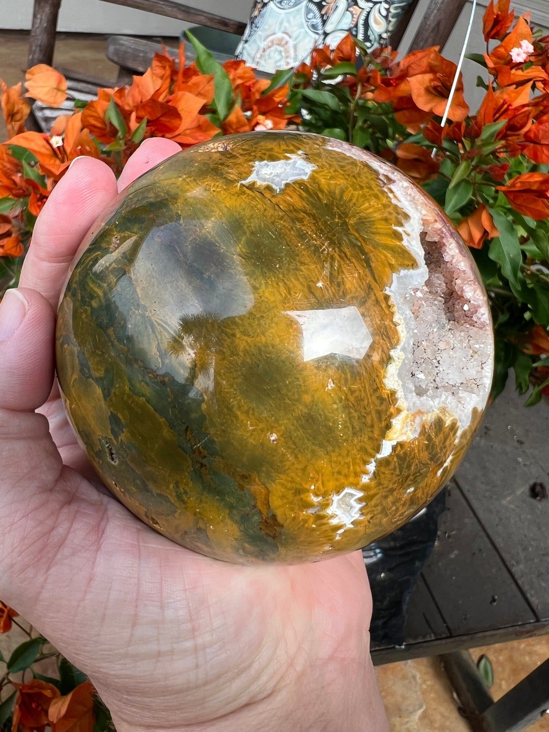 90 Mm Ocean Jasper With White Druzy Quartz Old Stock Oj Large - Etsy