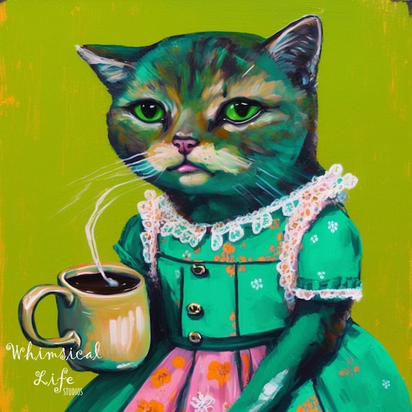 Whimsical Cat Art - Etsy