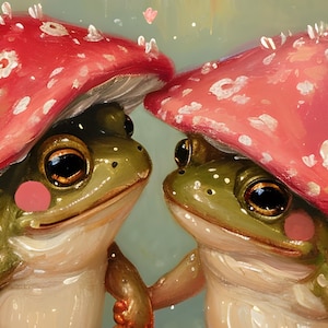 Toad Besties Print, Cottagecore Toad Art, Frog Art, Frog Painting ...