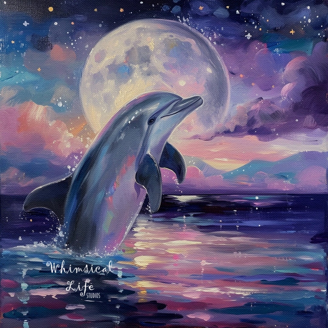 Lunar Dreams Bottlenose Dolphin Print, Ocean Art, Underwater Art ...