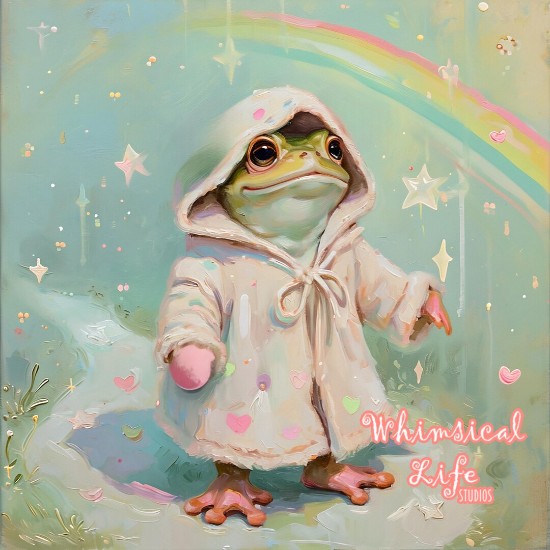 The Rainbow Connection Print - Frog Art, Frog Painting, Pastel ...