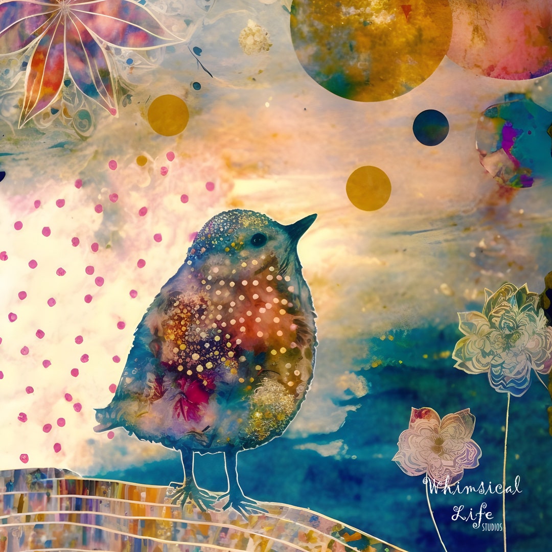 8x8 or 11x11 Print, Direct From Artist, Whimsical Bird Art ...
