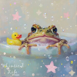 Toad Bathtime Print Set, Cottagecore Toad Art, Frog Art, Frog Painting ...