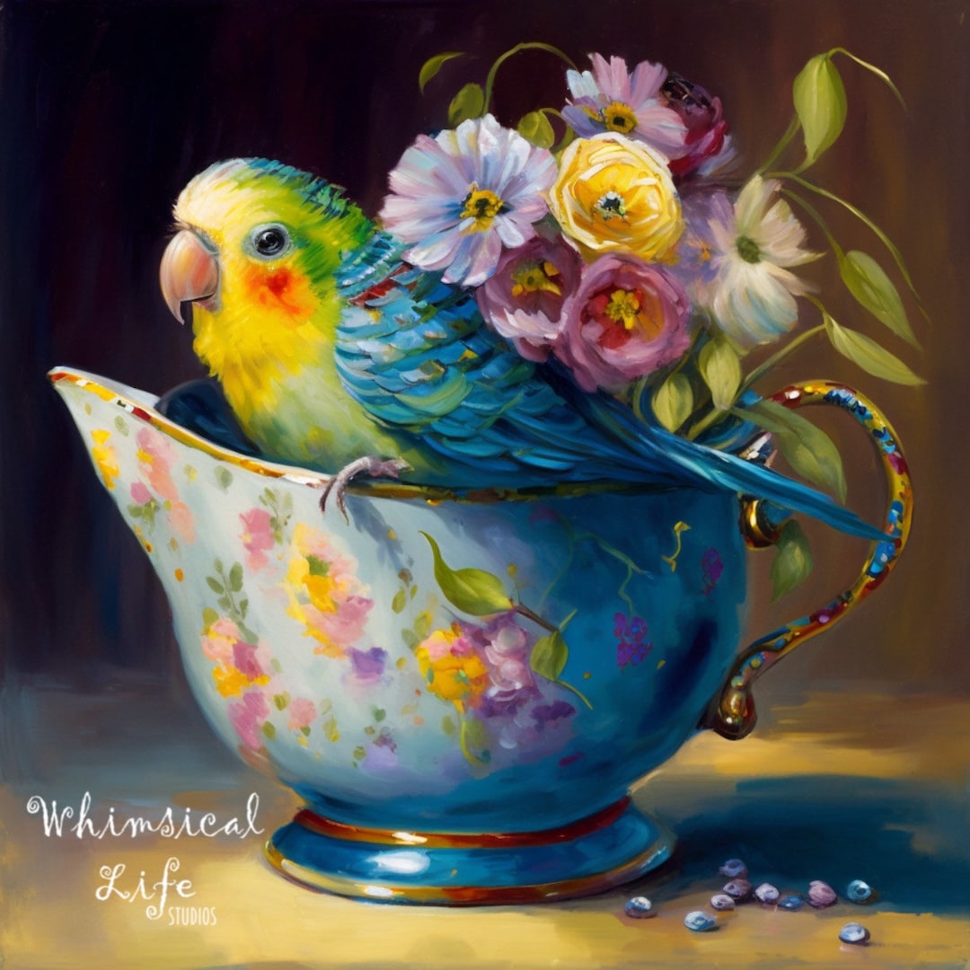 Budgerigar Budgie Parakeet 5x5 Miniature Print, Direct From Artist ...