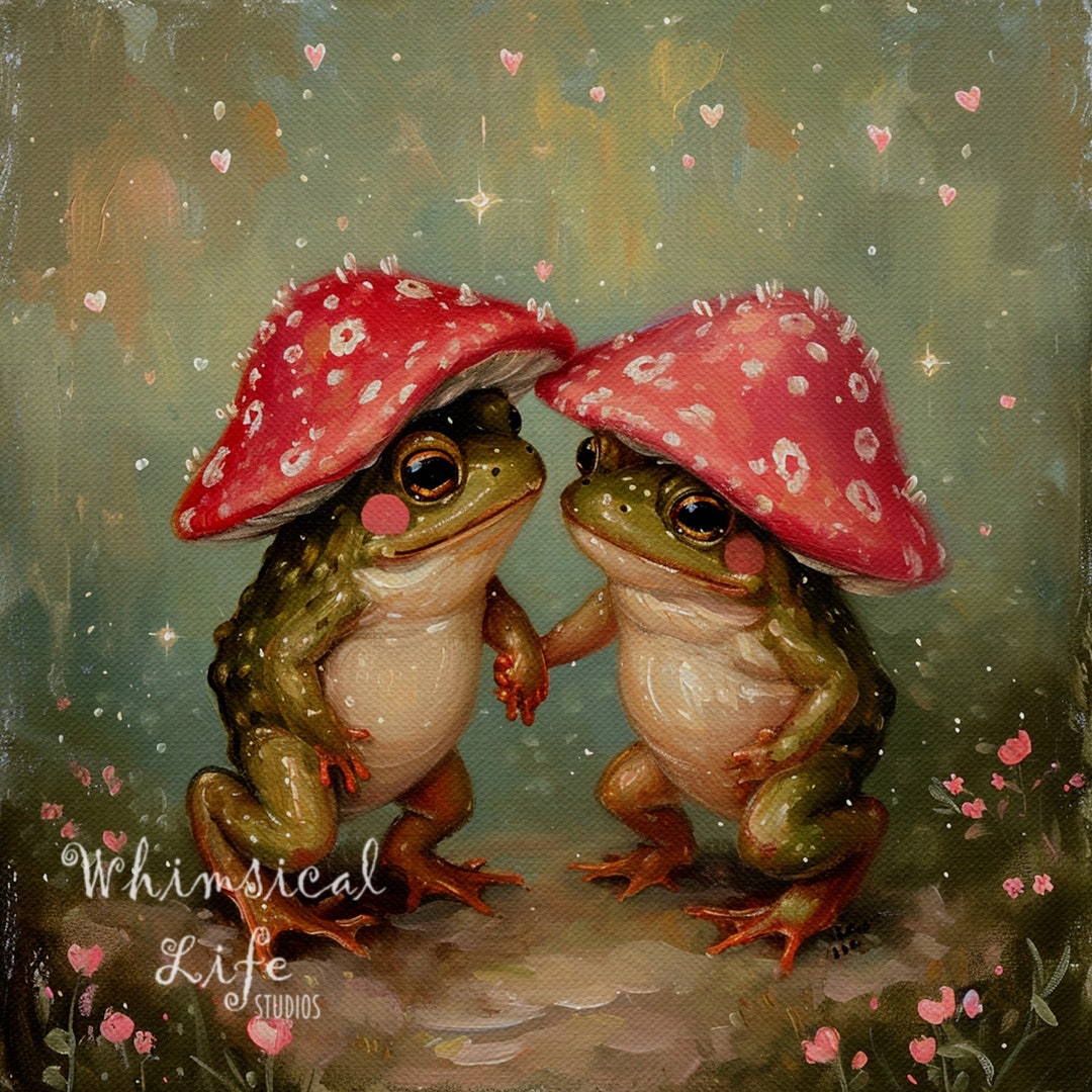 Toad Besties Print, Cottagecore Toad Art, Frog Art, Frog Painting ...