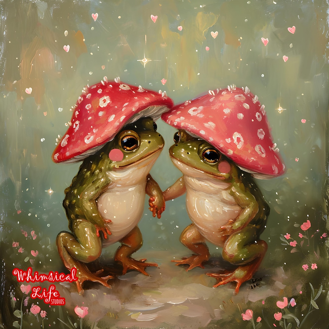 Toad Besties Print, Cottagecore Toad Art, Frog Art, Frog Painting ...
