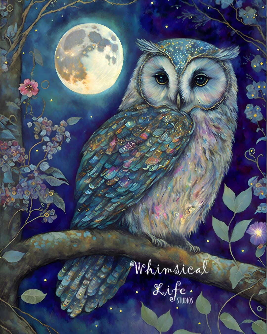 Moonlight Owl 8x10 Print, Direct From Artist, Whimsical Owl Art ...