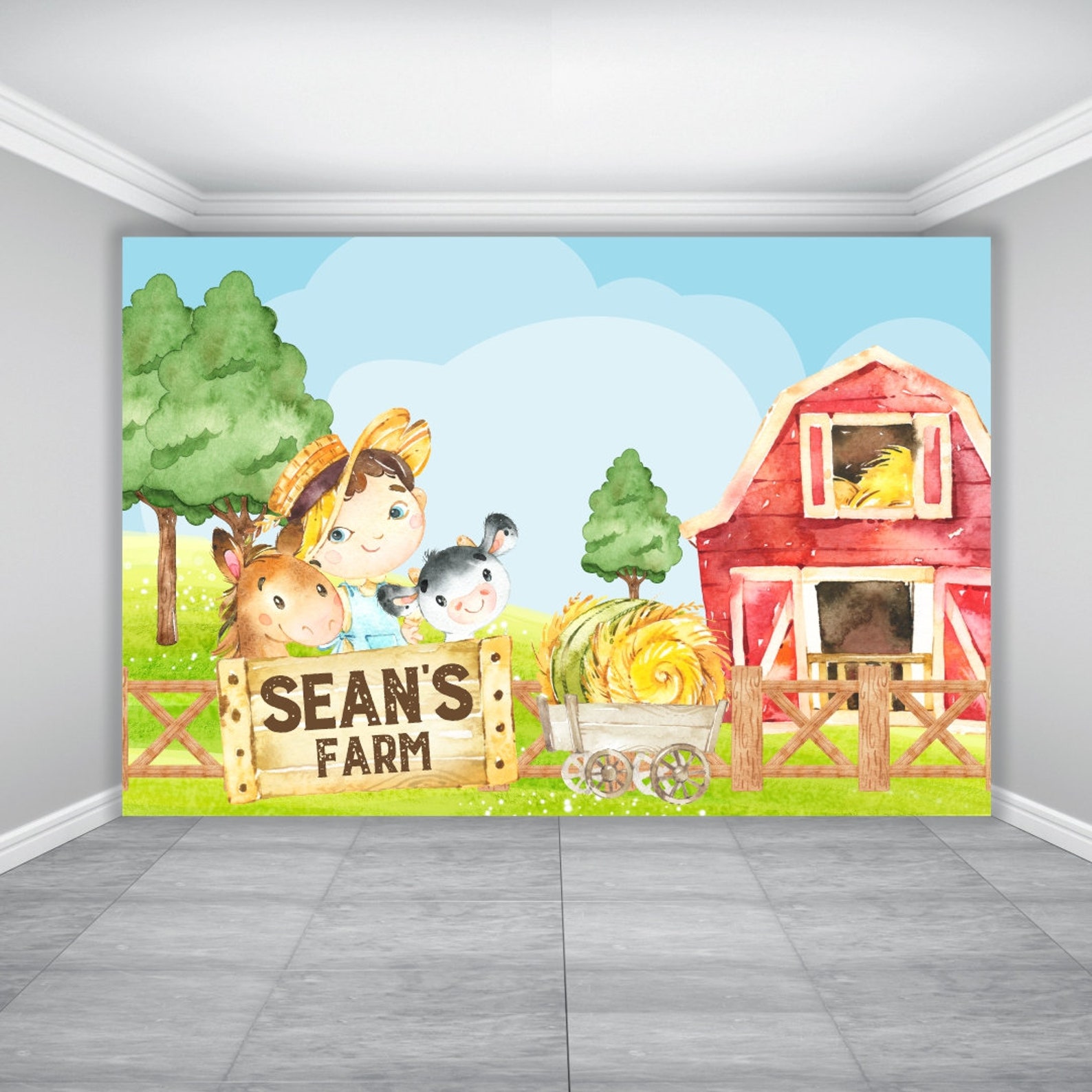 Farm Backdrop Farm Birthday Backdrop Farm Digital Printable - Etsy