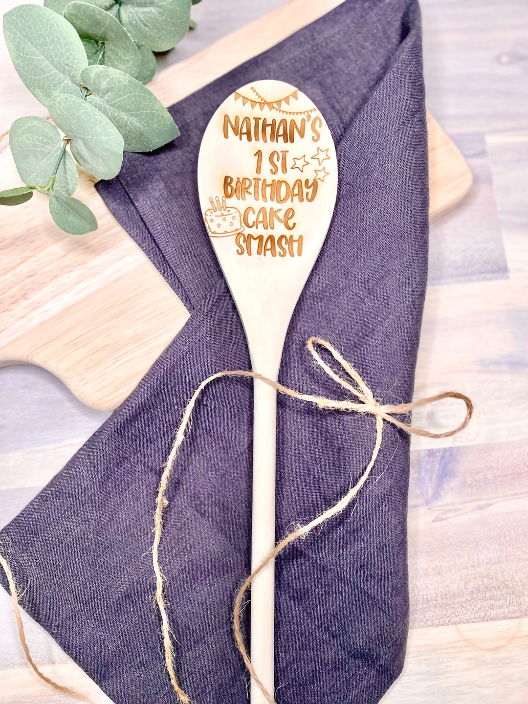 Personalized First Birthday Cake Smash Wood Spoon First Birthday Photo ...
