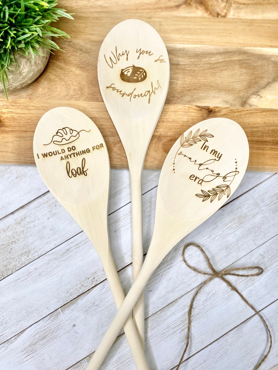 Sourdough Wooden Mixing Spoon, Laser Engraved Wood Cooking Spoon ...