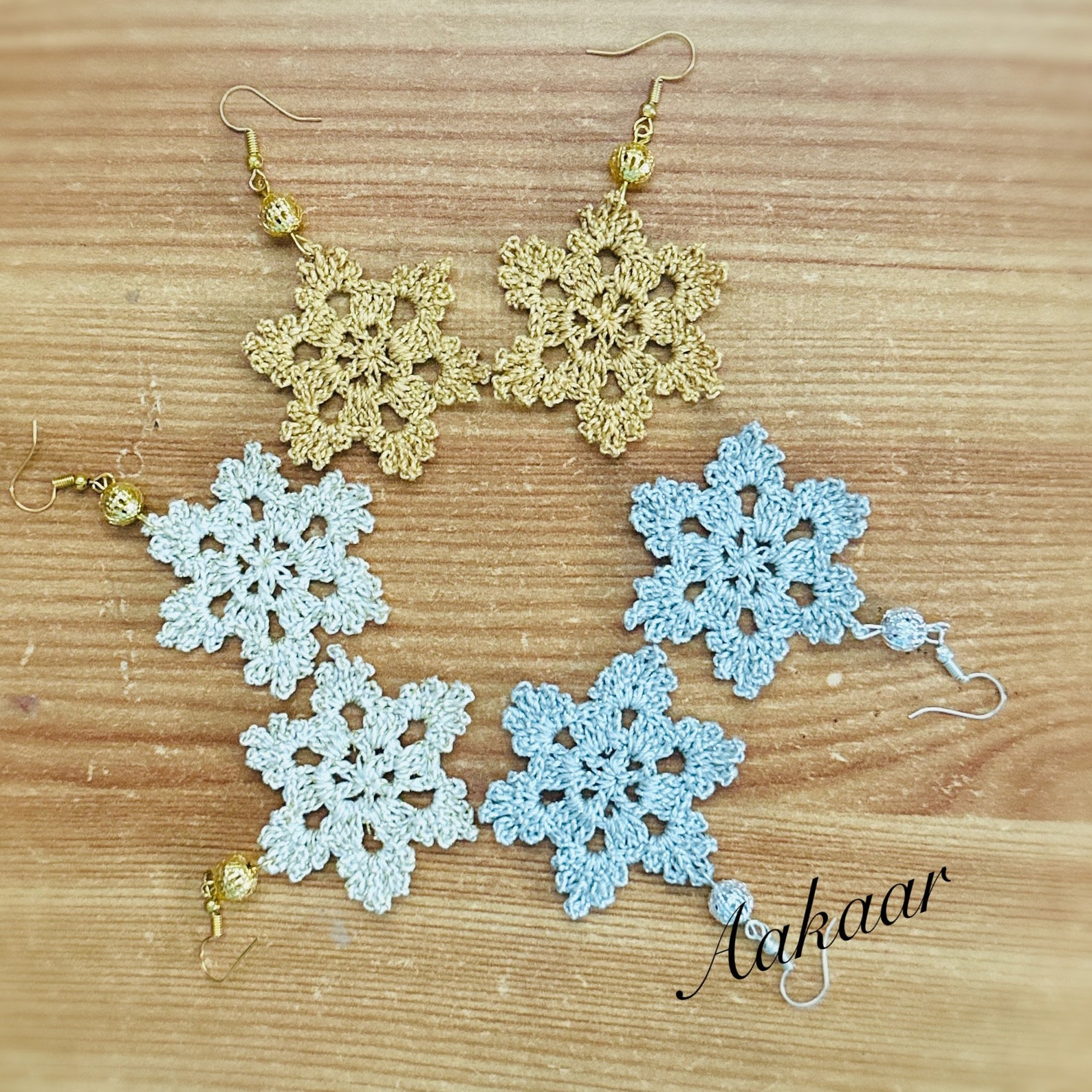 Crochet Snowflake Earrings Crochet Jewelery/ Handmade Earrings/ Crochet ...