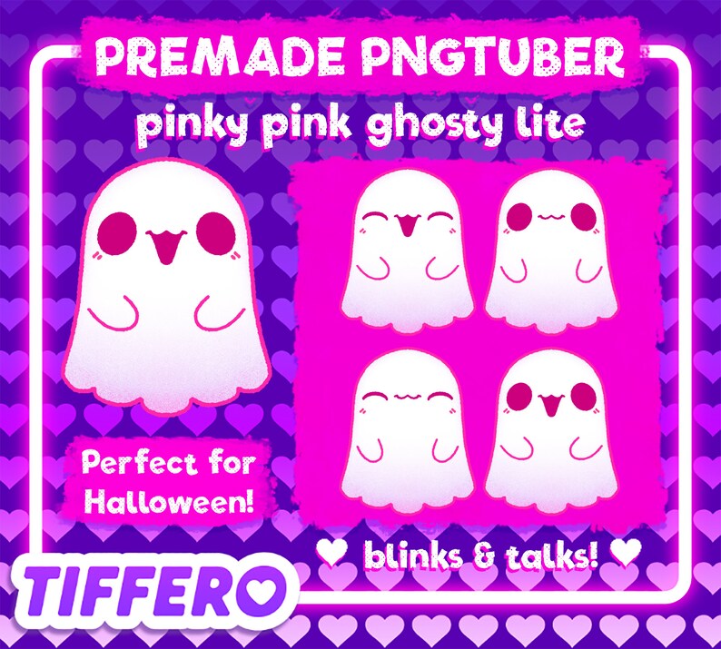 Kawaii Pink Ghosty Pngtuber Model (4 Pngs) (digital Download) - Etsy