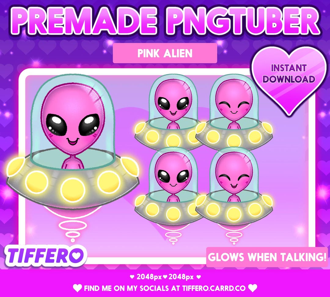 Kawaii Pink Alien Pngtuber Model (4 Pngs) (digital Download) - Etsy