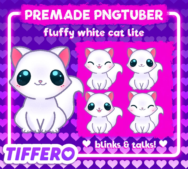 Kawaii Fluffy White Cat Pngtuber Model (4 Pngs) (digital Download) - Etsy