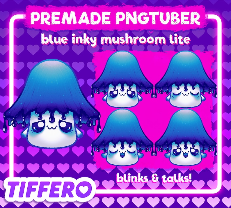 Blue Inky Mushroom Pngtuber Model: 4 Poses (digital Download) - Etsy