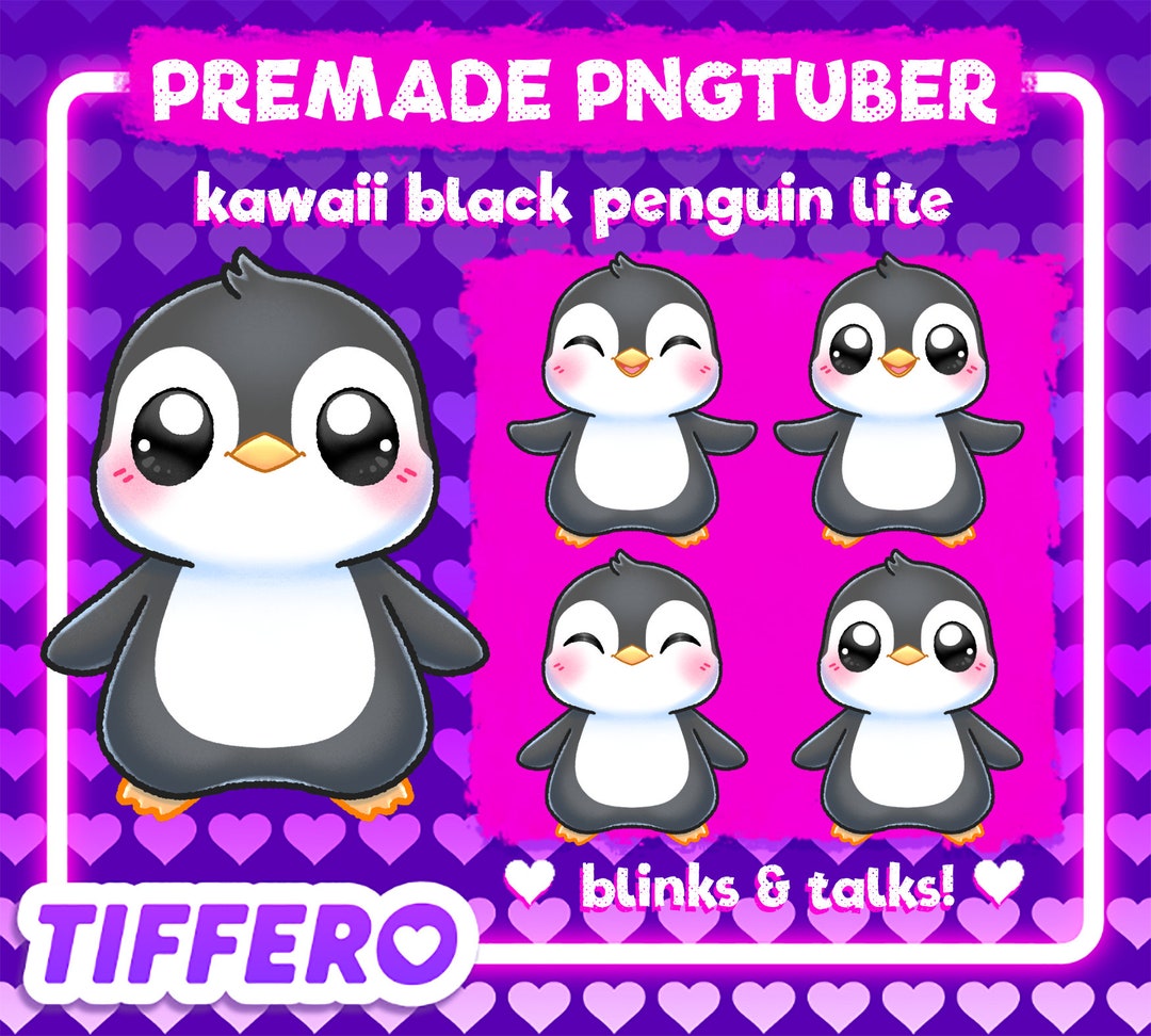 Premade Pngtuber Model Kawaii Black Penguin 1 Lite 4 Pngs, Vtuber ...