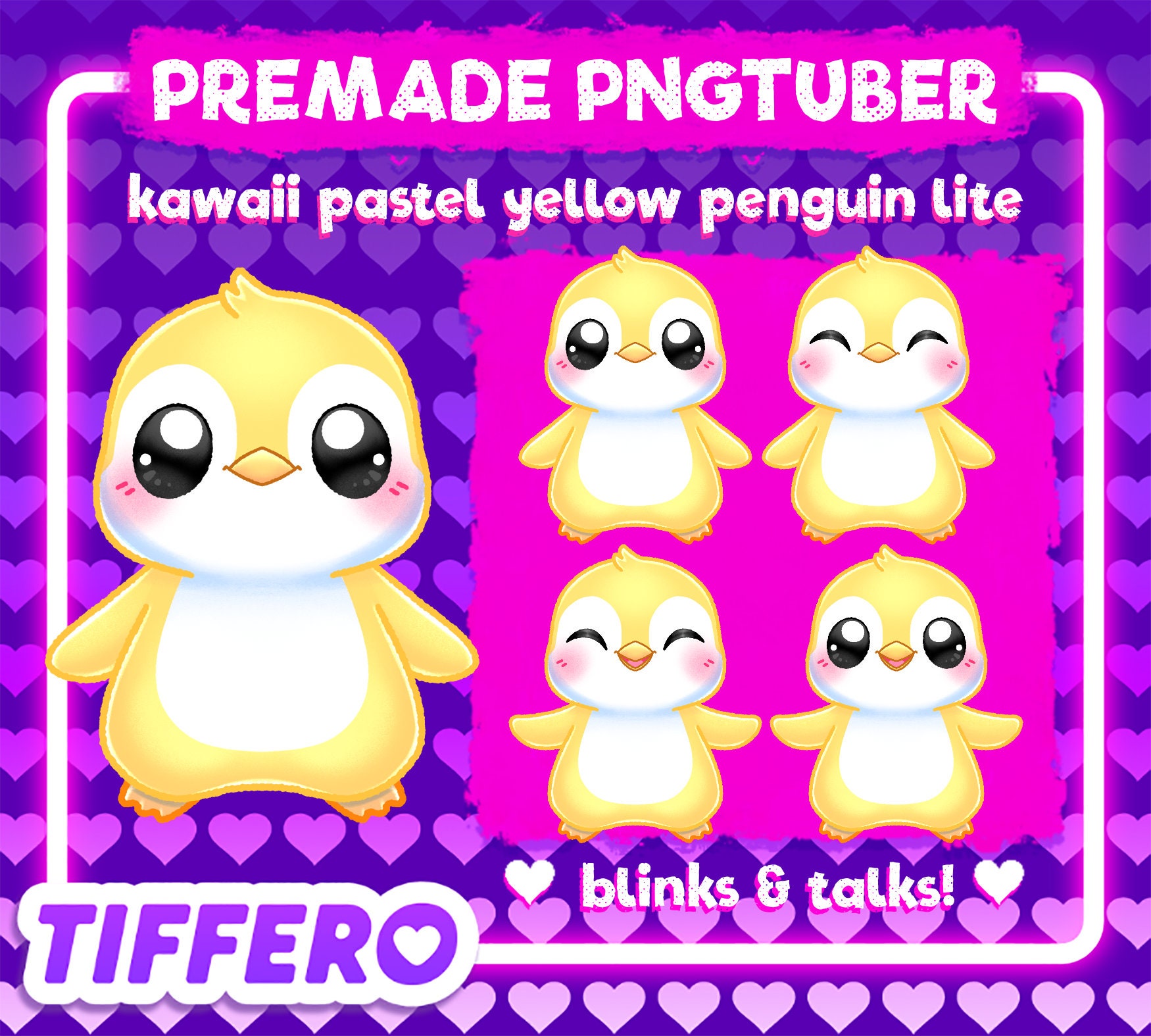Premade Pngtuber Model Kawaii Pastel Yellow Penguin 1 Lite 4 Pngs ...