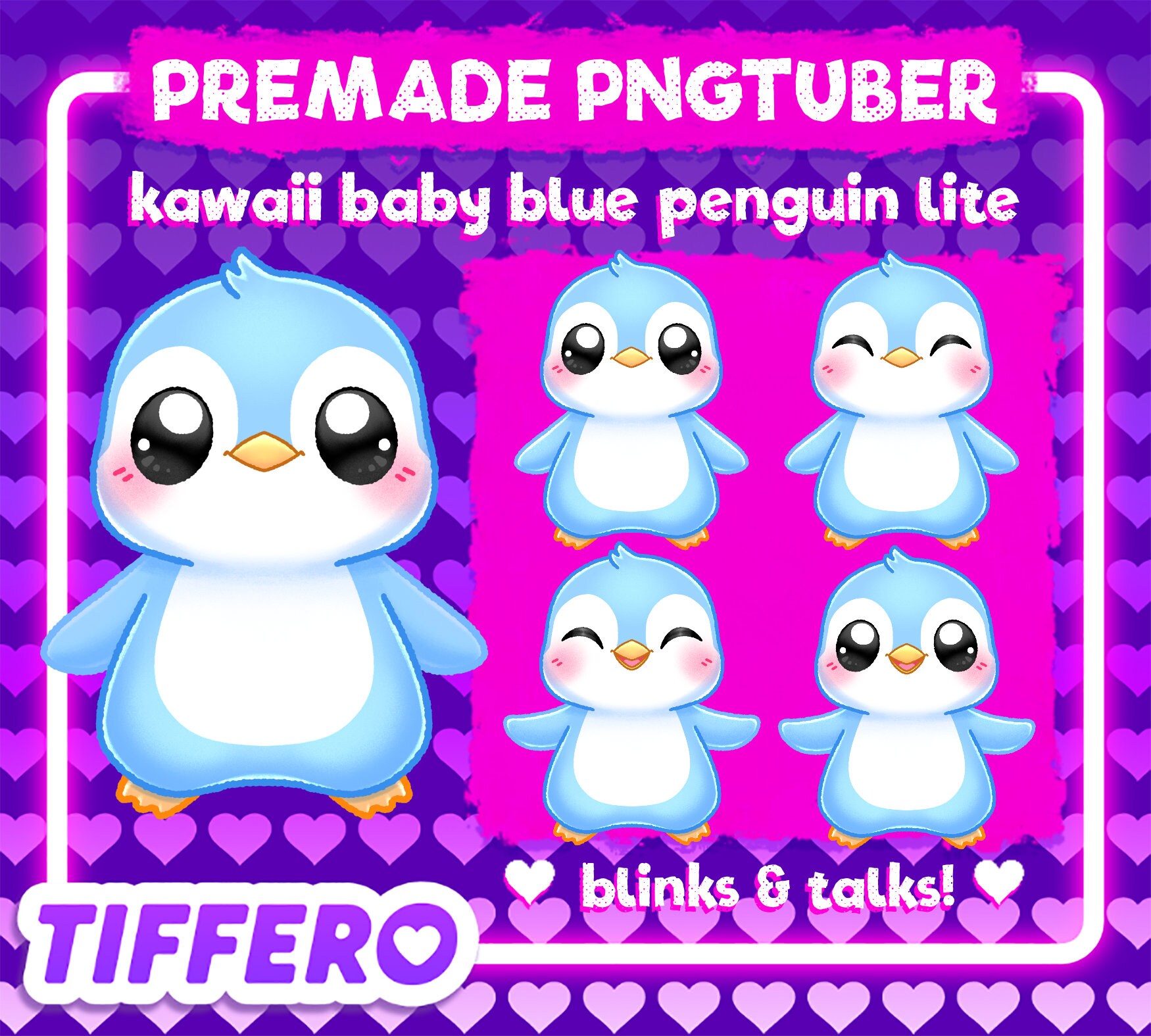 Premade Pngtuber Model Kawaii Baby Blue Penguin 1 Lite 4 Pngs, Vtuber ...