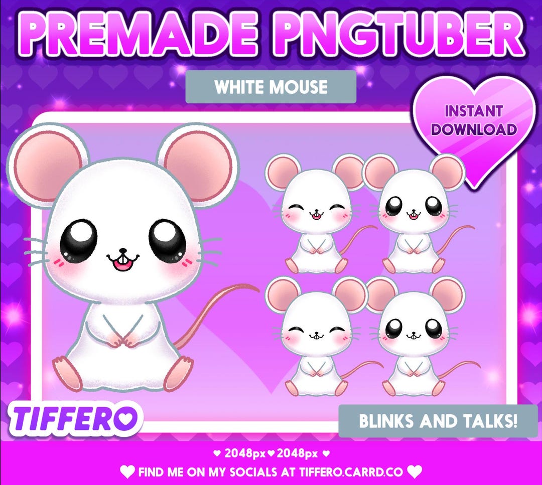 Kawaii White Mouse Pngtuber Model (4 Pngs) (digital Download) - Etsy