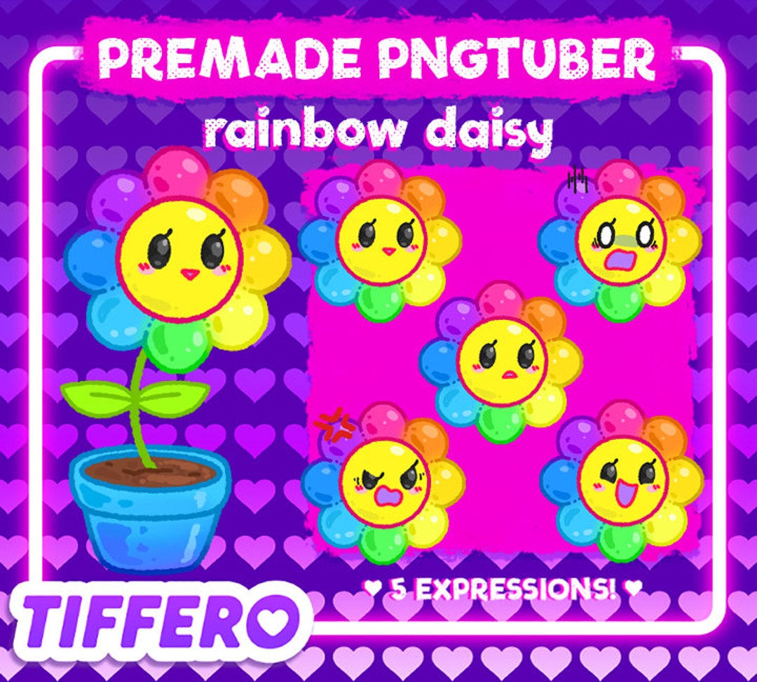 Premade Pngtuber Model Rainbow Daisy (5 Expressions), Vtuber, Twitch ...
