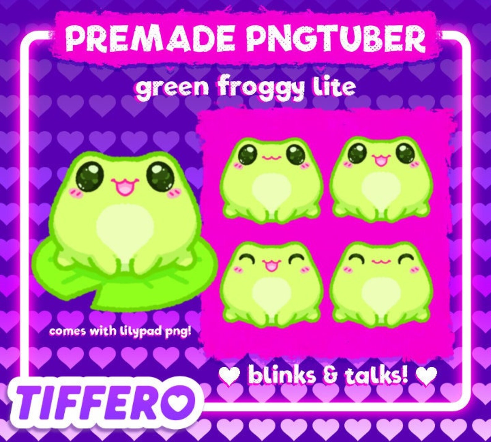 Premade Pngtuber Model Green Froggy Lite 5 Pngs Vtuber - Etsy