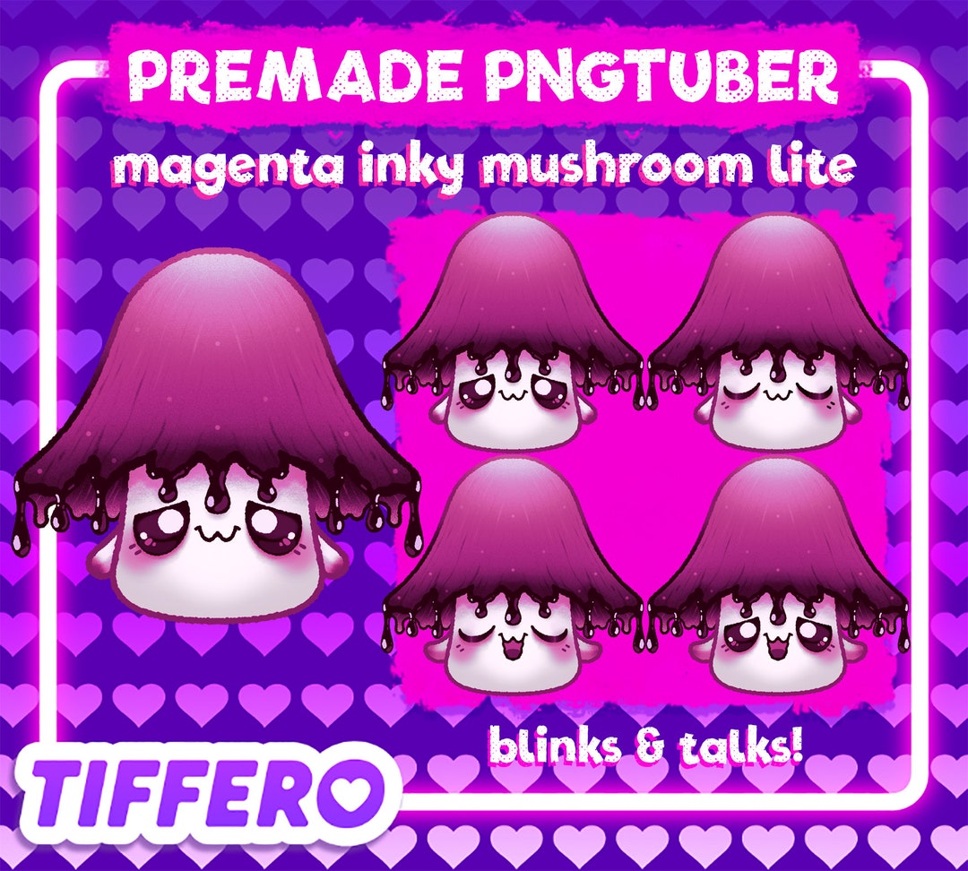 Premade Pngtuber Model Magenta Inky Mushroom Lite (4 Pngs), Vtuber ...
