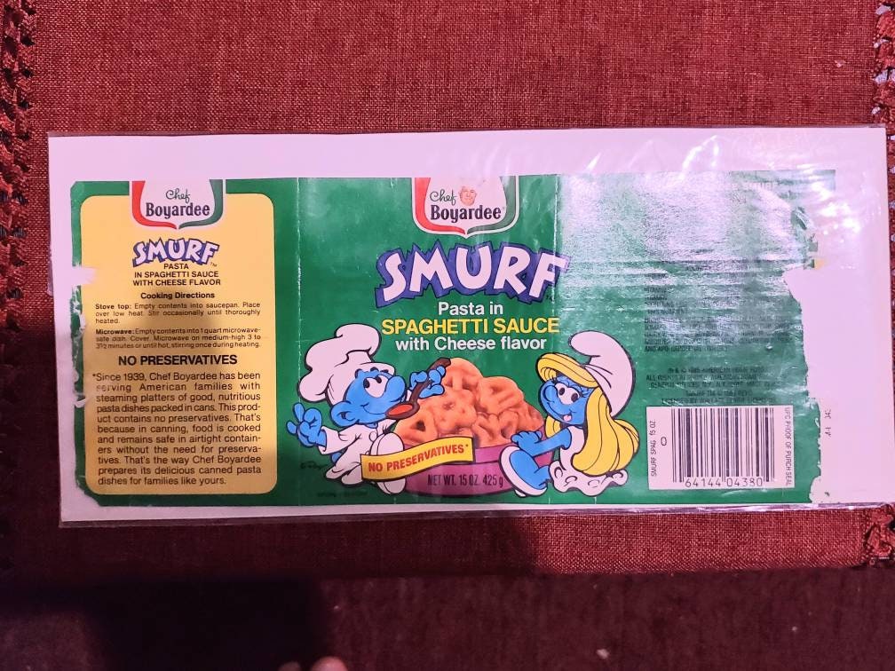 1985 Chef Boyardee Smurf Can Wrapper - Etsy