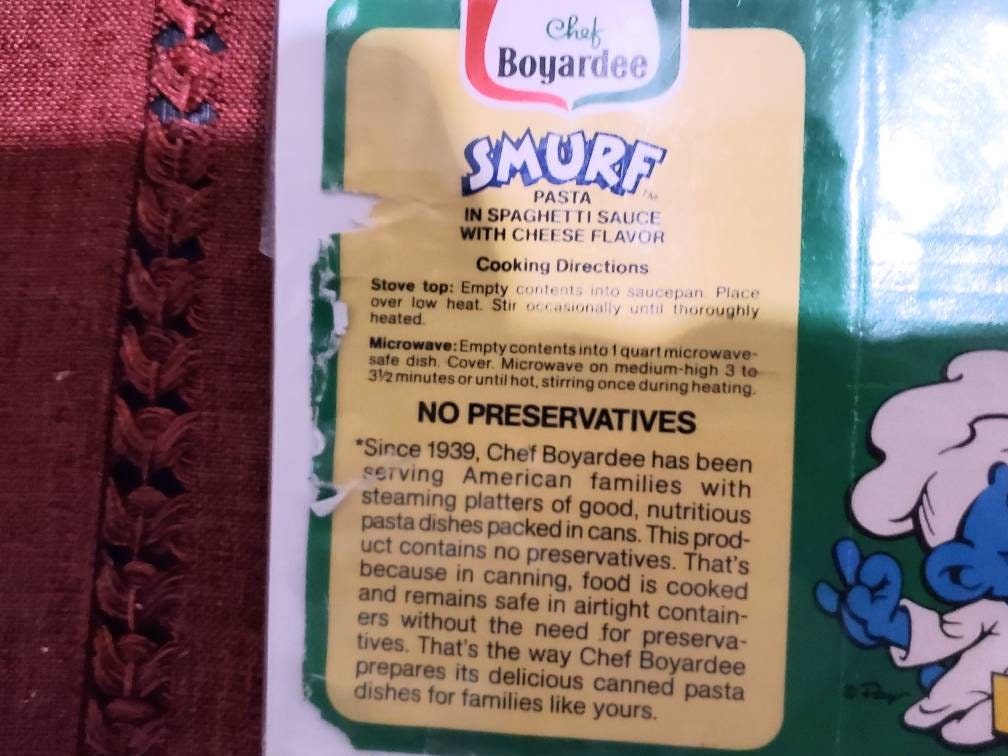 1985 Chef Boyardee Smurf Can Wrapper - Etsy