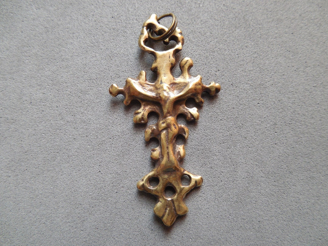 Medieval Bronze Cross With Crucifixion, Protective Sewing Cross ...