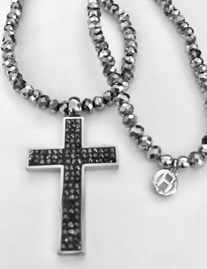 C.humility Chain Large Silver Bead With Silver Bead Cross Pendant - Etsy
