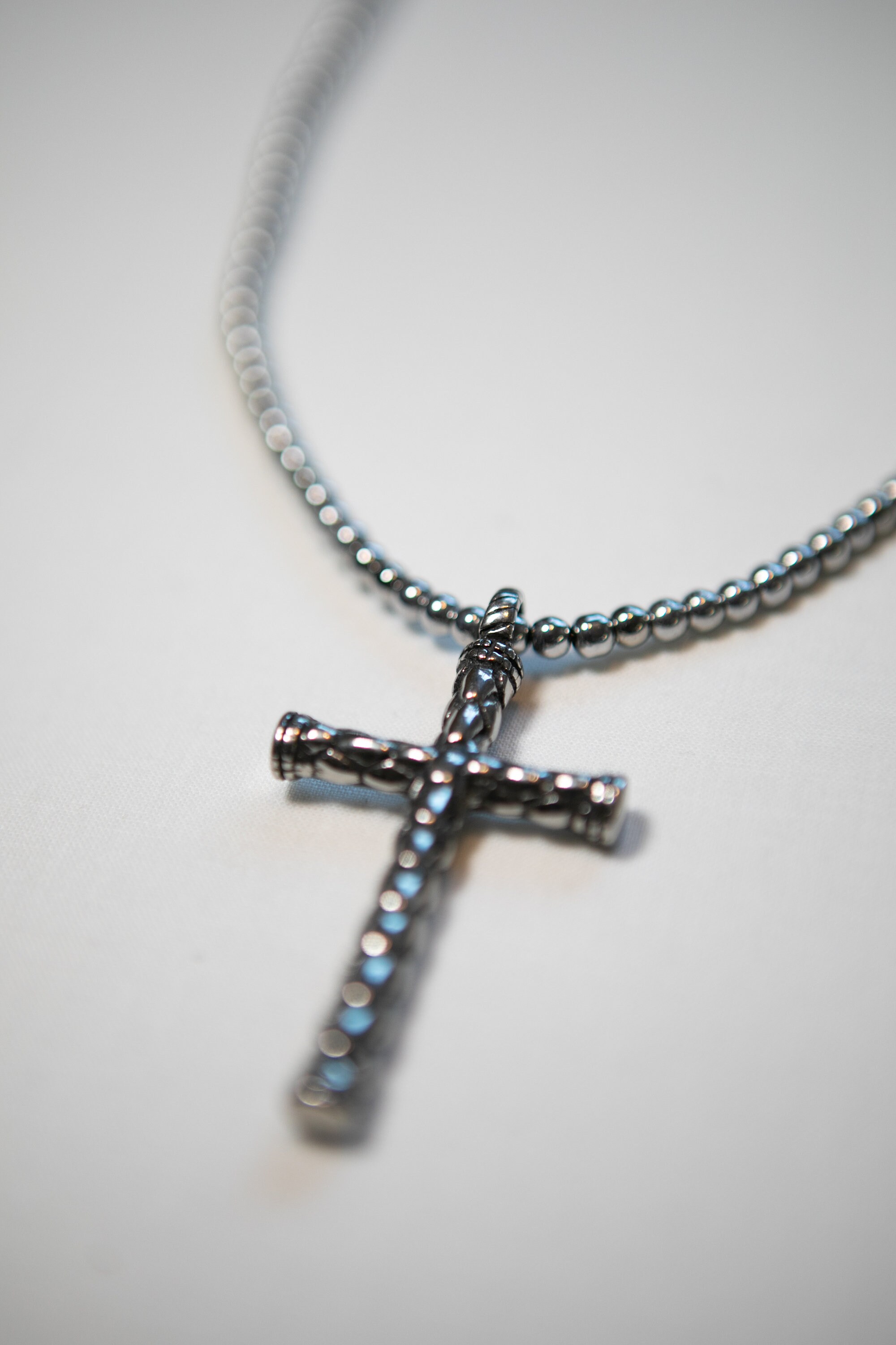 D.humility Chain Small Chrome Bead With Cross Pendant - Etsy