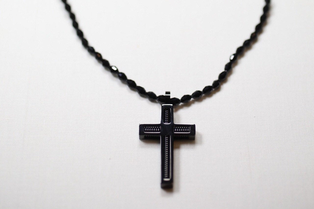 A.humility Chain Black Cross Pendant - Etsy