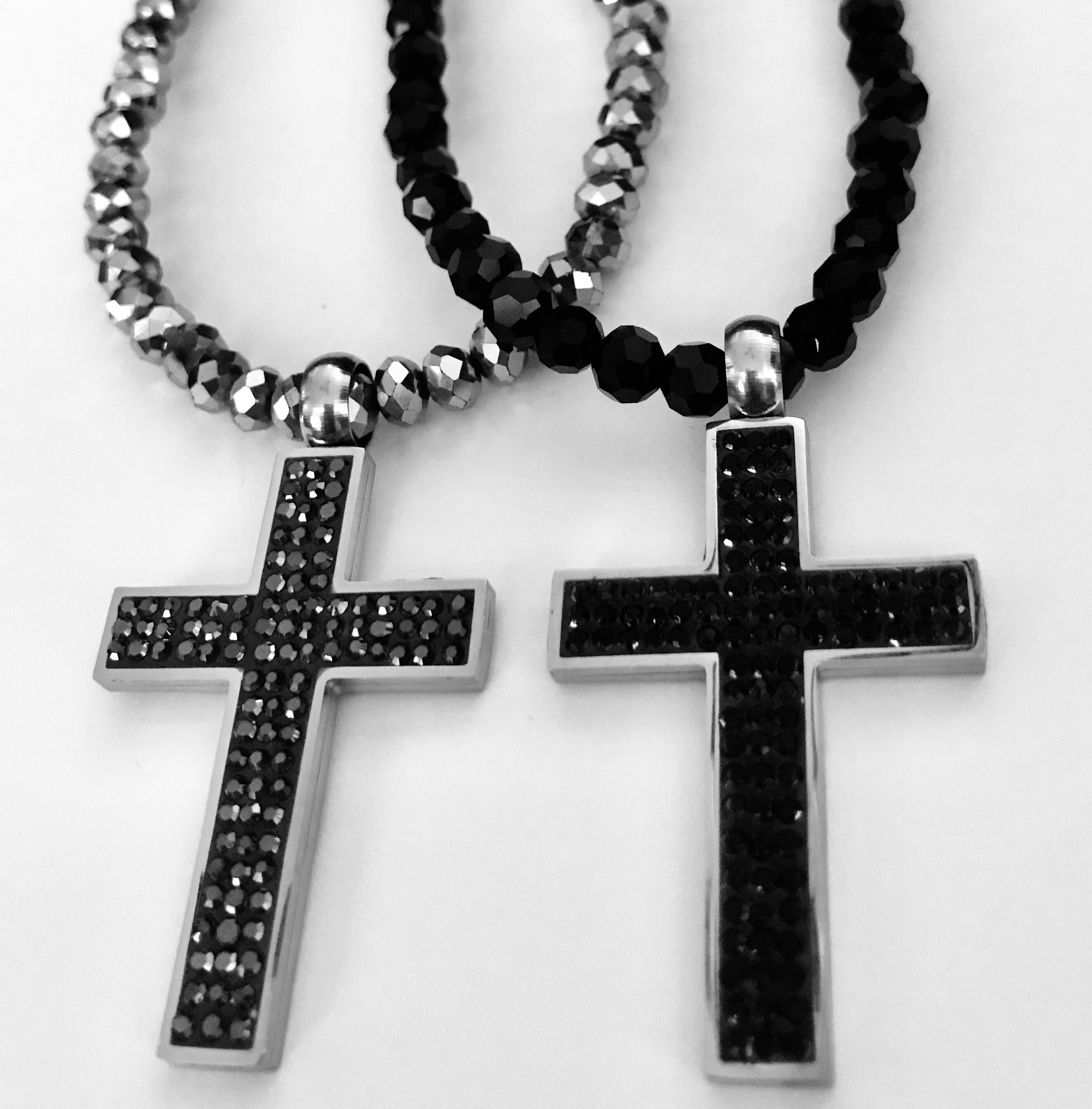 C.humility Chain Large Silver Bead With Silver Bead Cross Pendant - Etsy