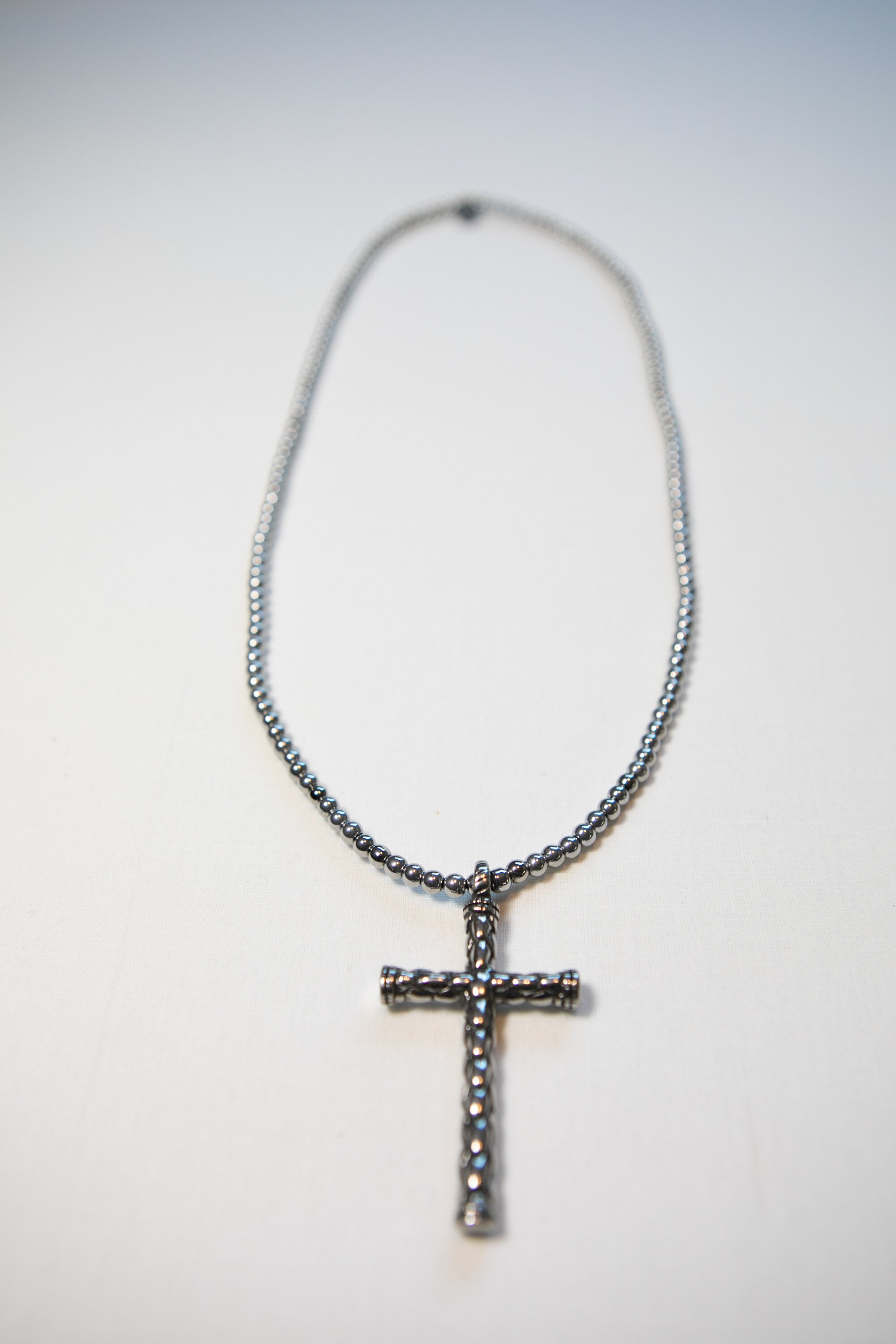 D.humility Chain Small Chrome Bead With Cross Pendant - Etsy