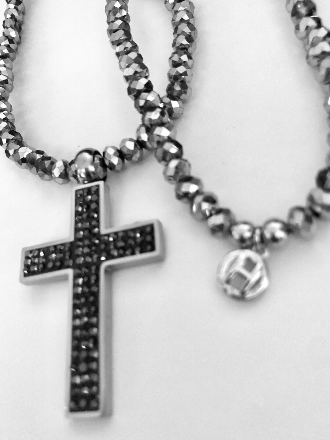 C.humility Chain Large Silver Bead With Silver Bead Cross Pendant - Etsy