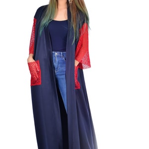 Handmade Summer Kimono Red Lace Kaftan Moroccan Caftan Beachwear Abaya ...