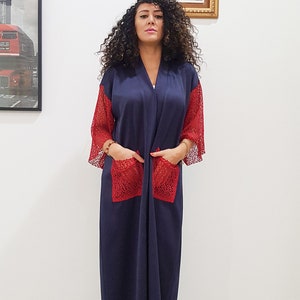 Handmade Summer Kimono Red Lace Kaftan Moroccan Caftan Beachwear Abaya ...