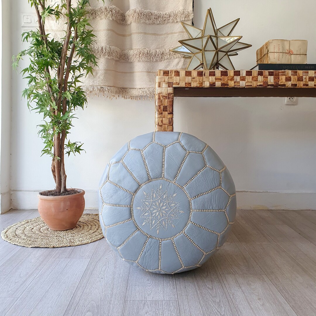 Moroccan Pouf, Moroccan Footstool, Leather Pouf, Nursery Handmade Pouf ...